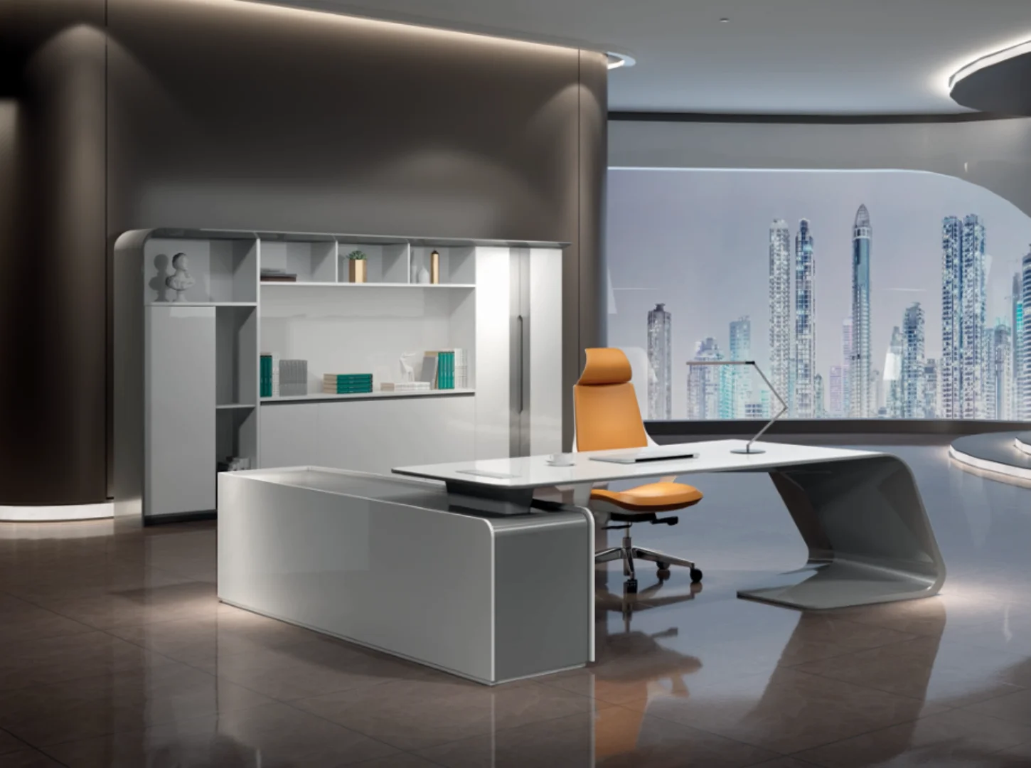 Ceo Boss L Shape With Drawer White Luxury Office Furniture Manager High ...