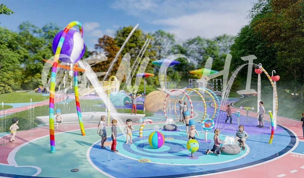 Cenchi Outdoor Aqua Playground Spray Water Splash Amusement Wet Deck ...