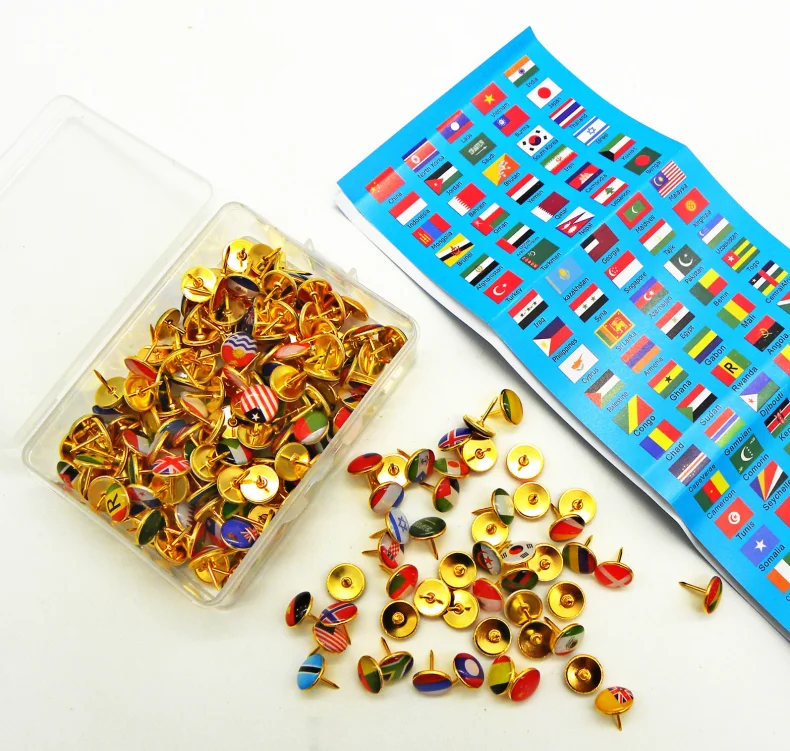 200 National Flags Map Pin Flags - Achieve Enamel Push Pins