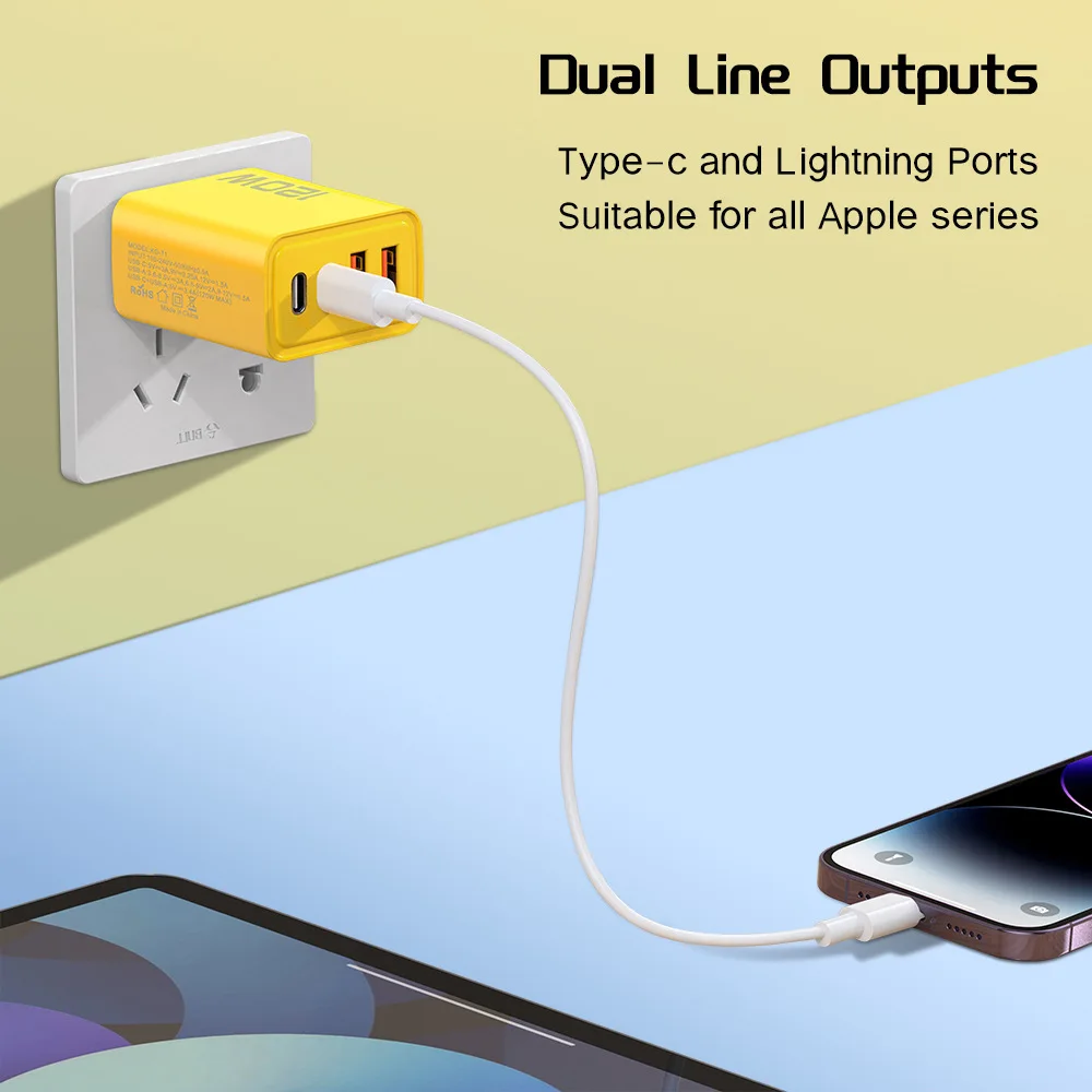 X1108-1 120W USB-C Charger 4 Port Quick PD Fast Wall Charger Type C Gan ...