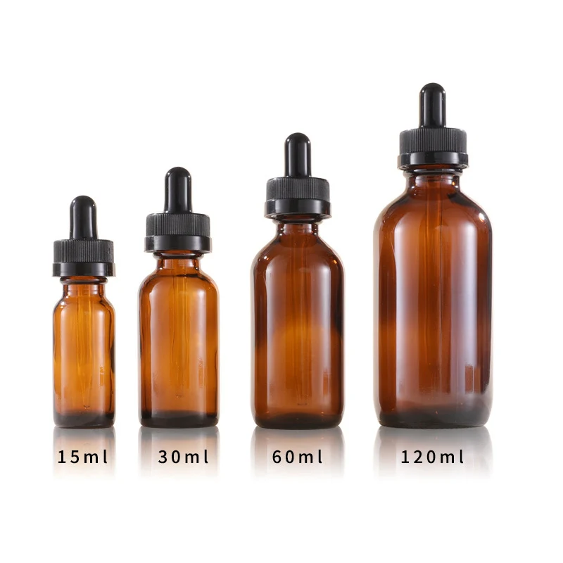 Wholesale 15ml/30ml/60ml/120ml Amber Boston Glass Dropper Bottle with ...