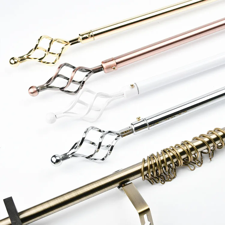 Custom Retractable Curtain Rod Curtain Rod And Rails Roman Pole Finials ...