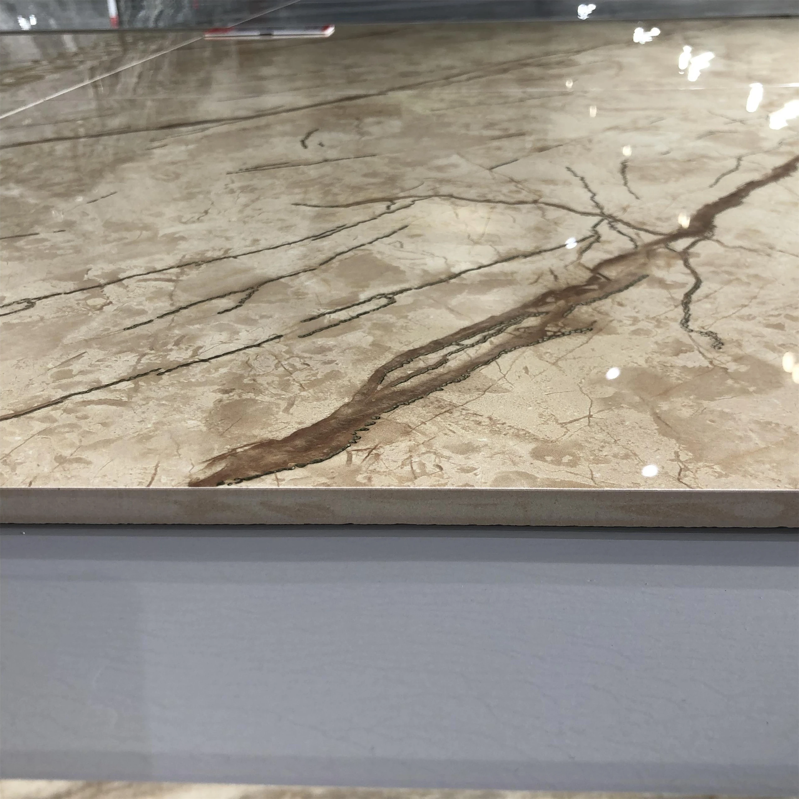 New Trendy Flooring Design Marble Tile With Gold Inlay Polished Ceramic ...