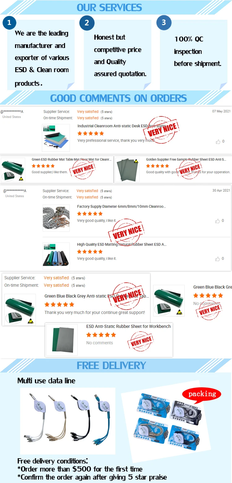 ALLESD Free Sample Industrial Use Rubber Material ESD Table Mat Rubber ...