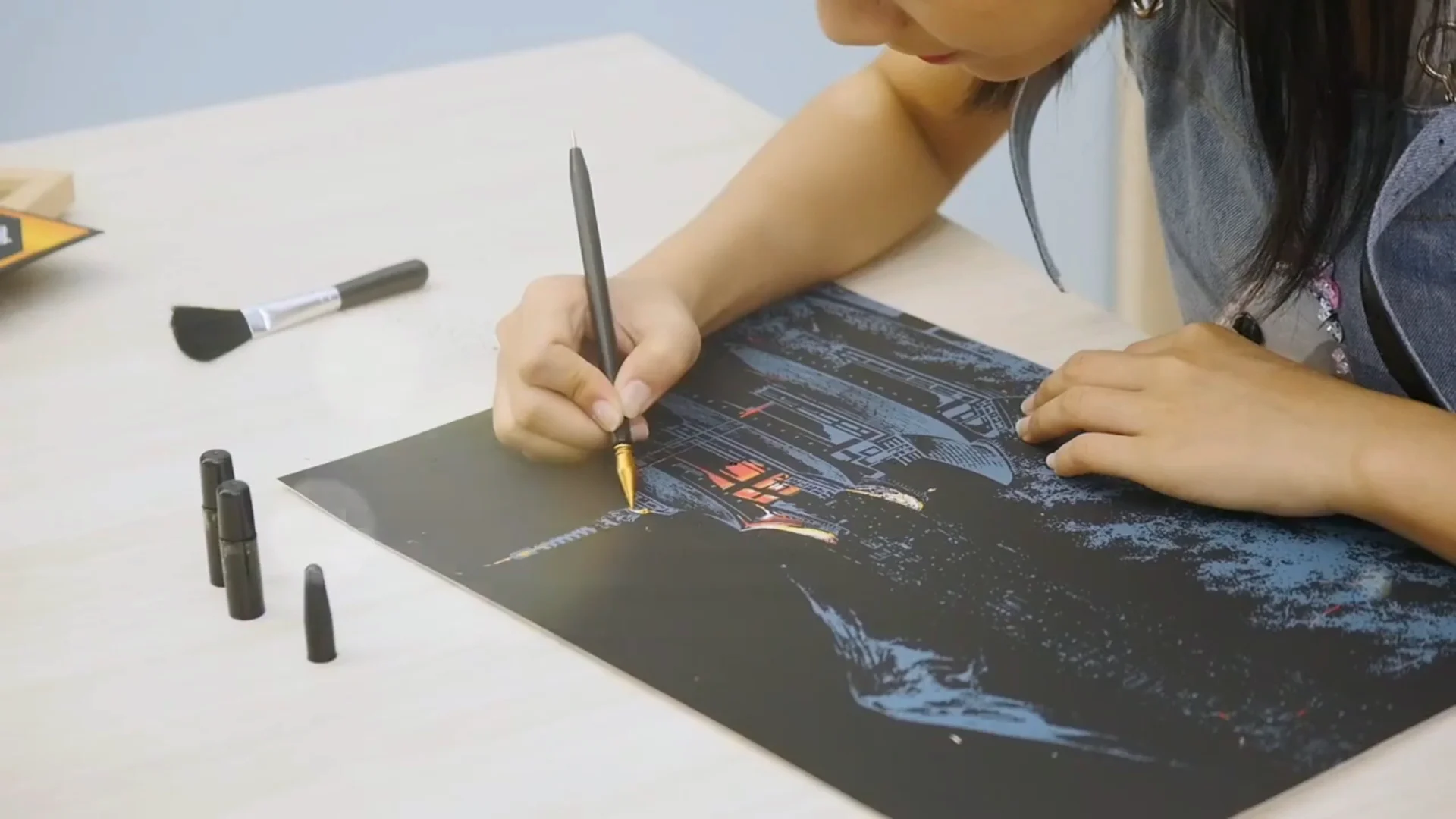 Colorful City Series City Night Landscape Painting Landscape Scratch ...