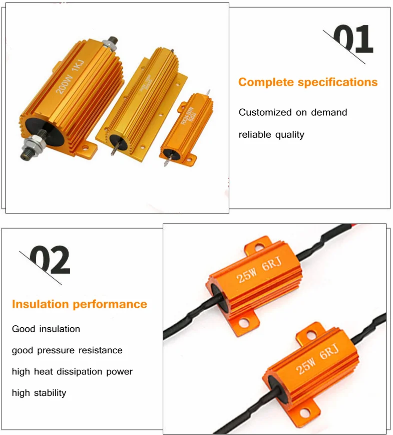 Alibaba.com: RX24 50W 100W aluminum power wirewound resistor with metal ...