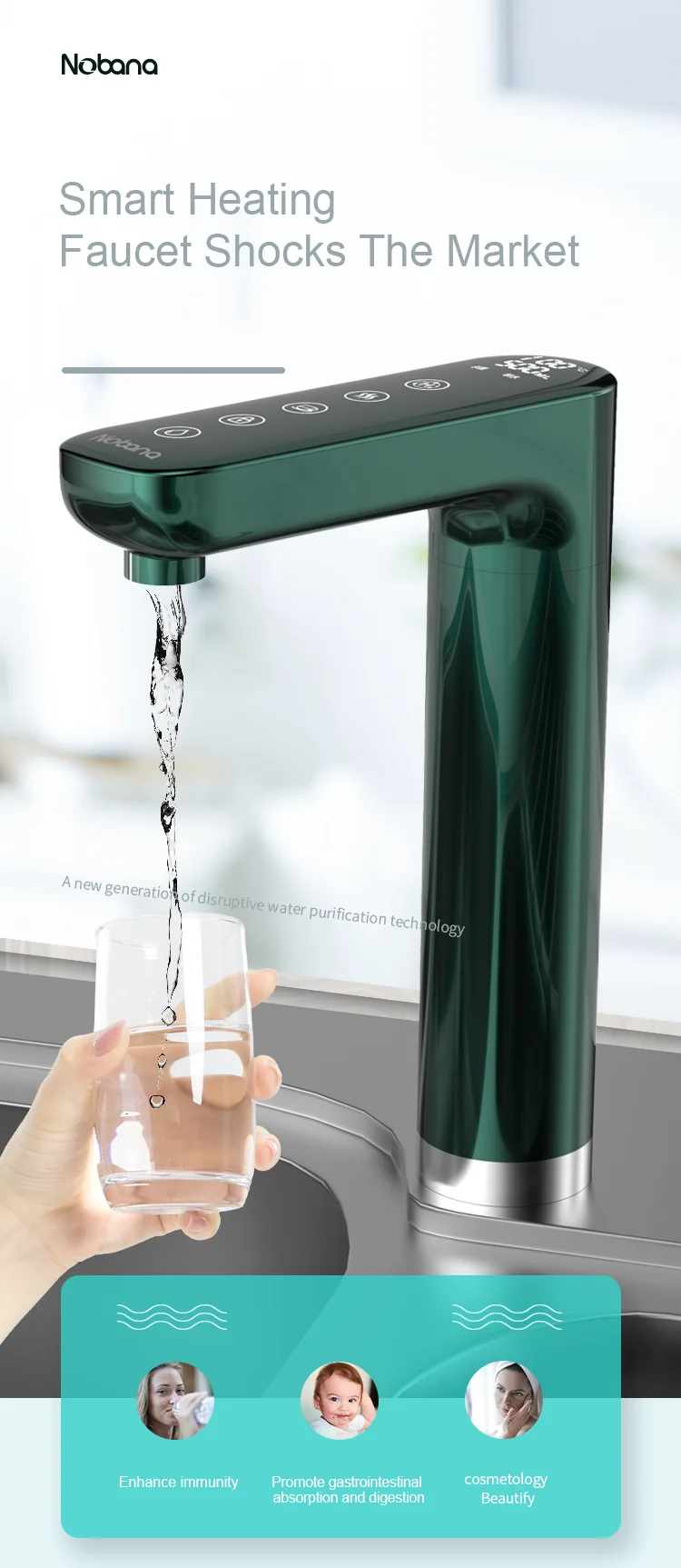 Nobana Water Purifier Smart Hydrogen Rich Tap Faucet For Household - Buy Kitchen Faucet ...