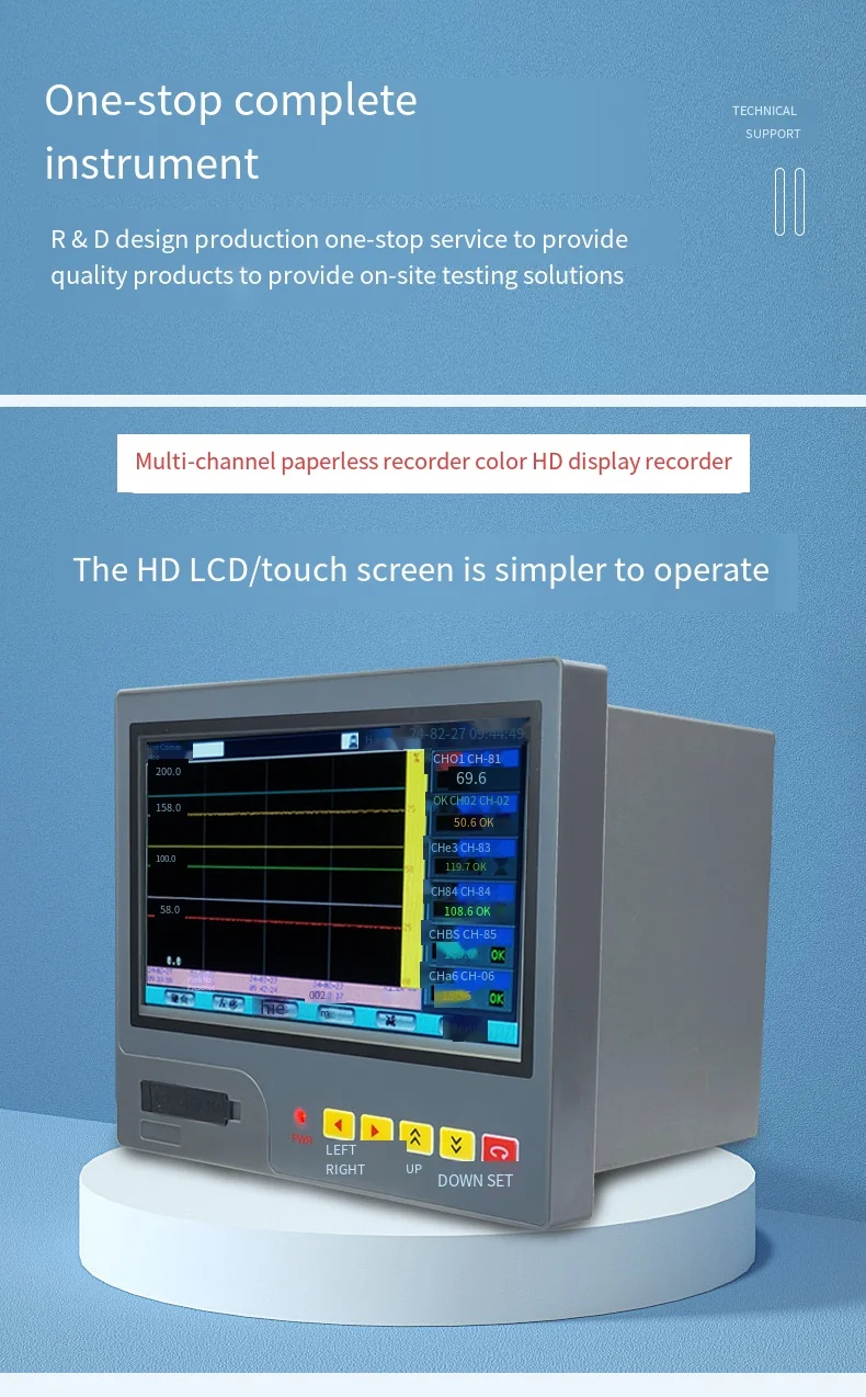 16 Channel Touch Screen Data Logger Temperature Humidity Paperless ...