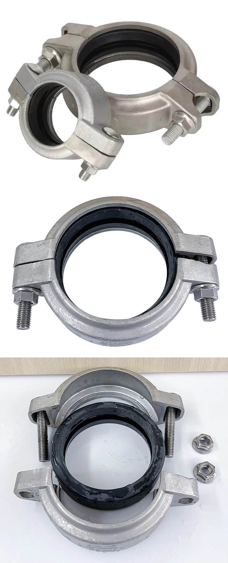 304 316 Stainless Steel Grooved Clamp Rigid Coupling for Plumbing ...