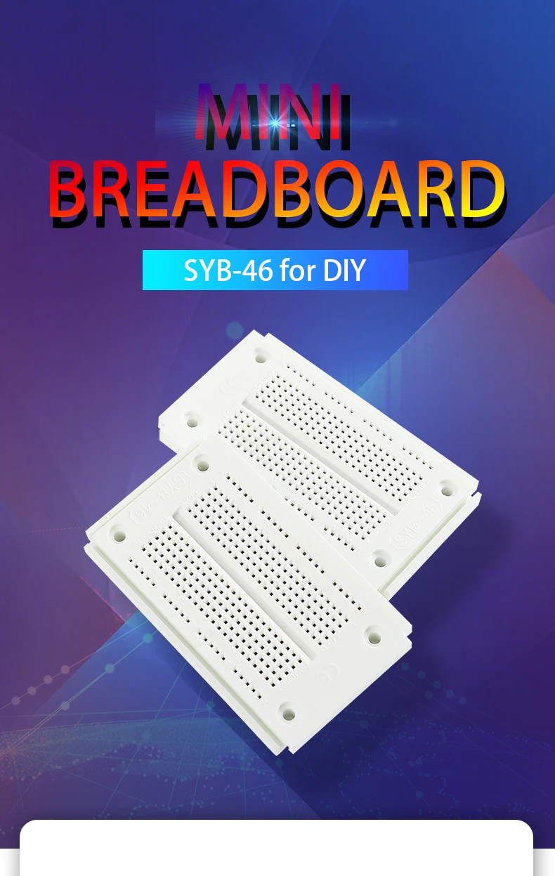 270 Points/pins/holes/ties Pcb Bread Board Syb46 Solderless Breadboard ...