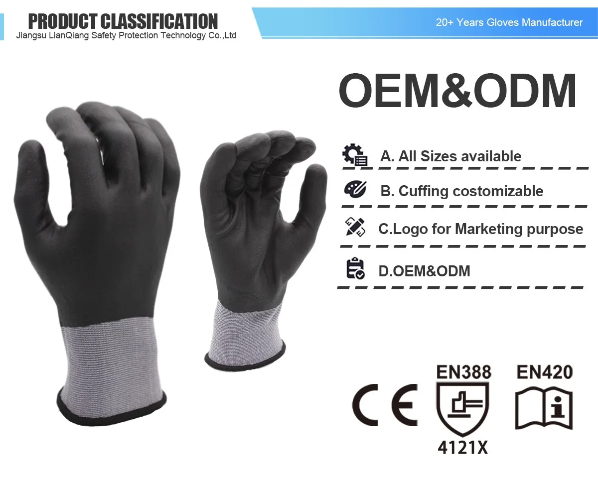 Custom 15g Nylon Spandex Black Nitrile Foam Fully Coated Gloves For Work - Buy Custom 13g ...