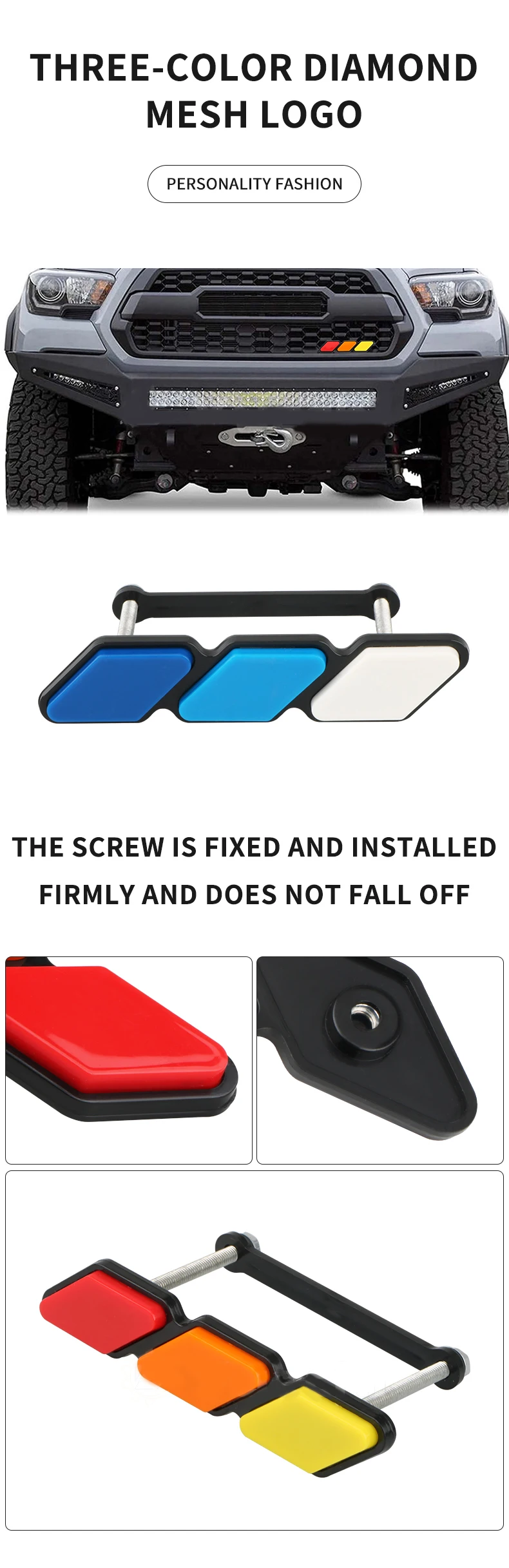 3 Colors Grille Badge Emblem For Toyota Trd 4runner 2018 2019 Car Tri ...