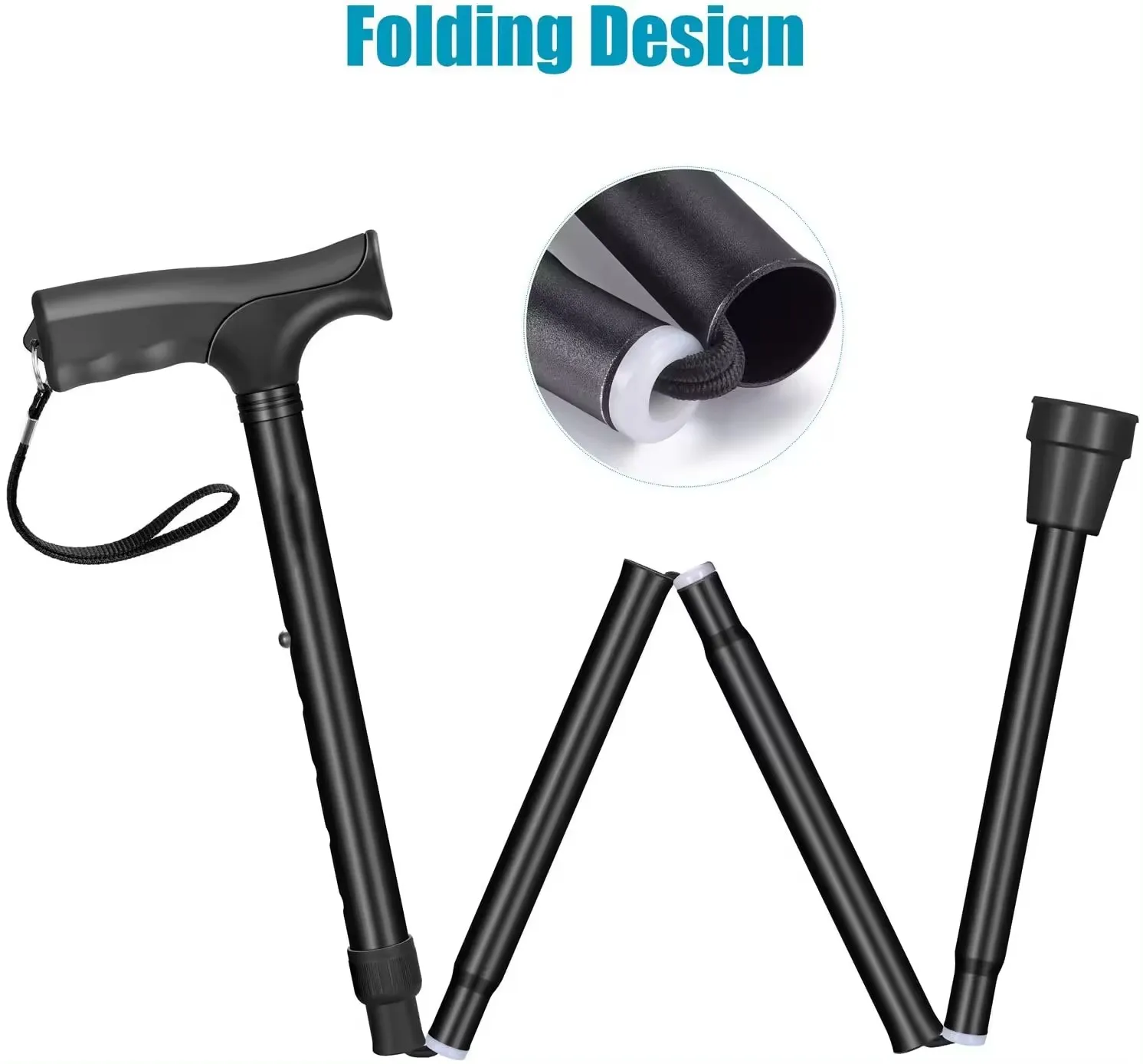 Handle Folding Walking Stick Canes Aluminum Collapsible Balancing ...