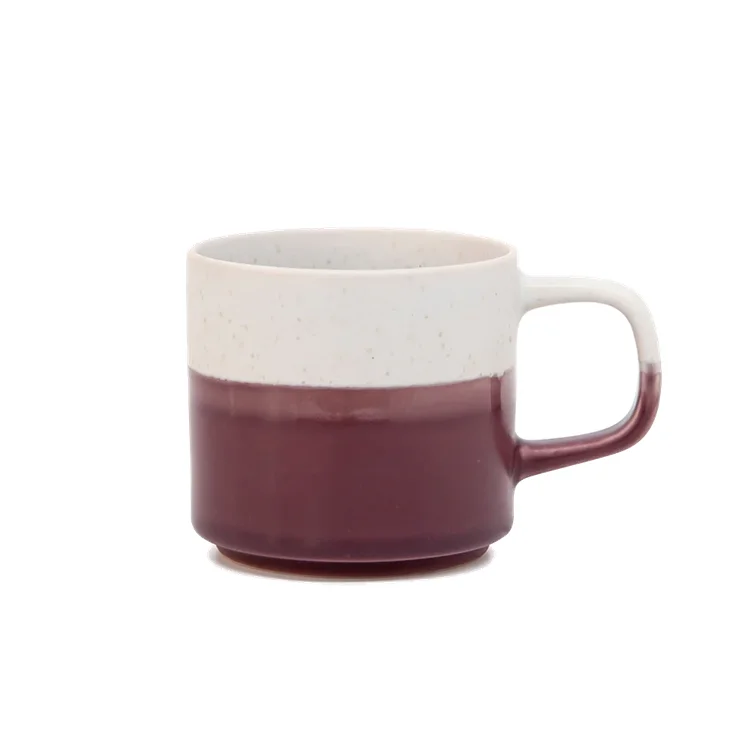 Handle Shape Customized Stoneware Dipped Colorful 12oz Stackable Mug ...
