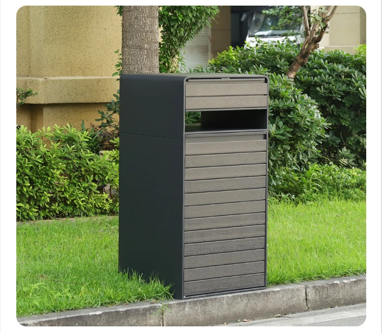 Outdoor waste segregation bins with ashtray trash can outdoor 2 section ...