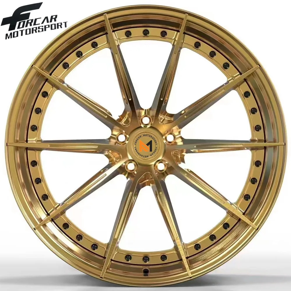 High Performance Brushed Gold One Piece Forged Custom Wheel Rims ...