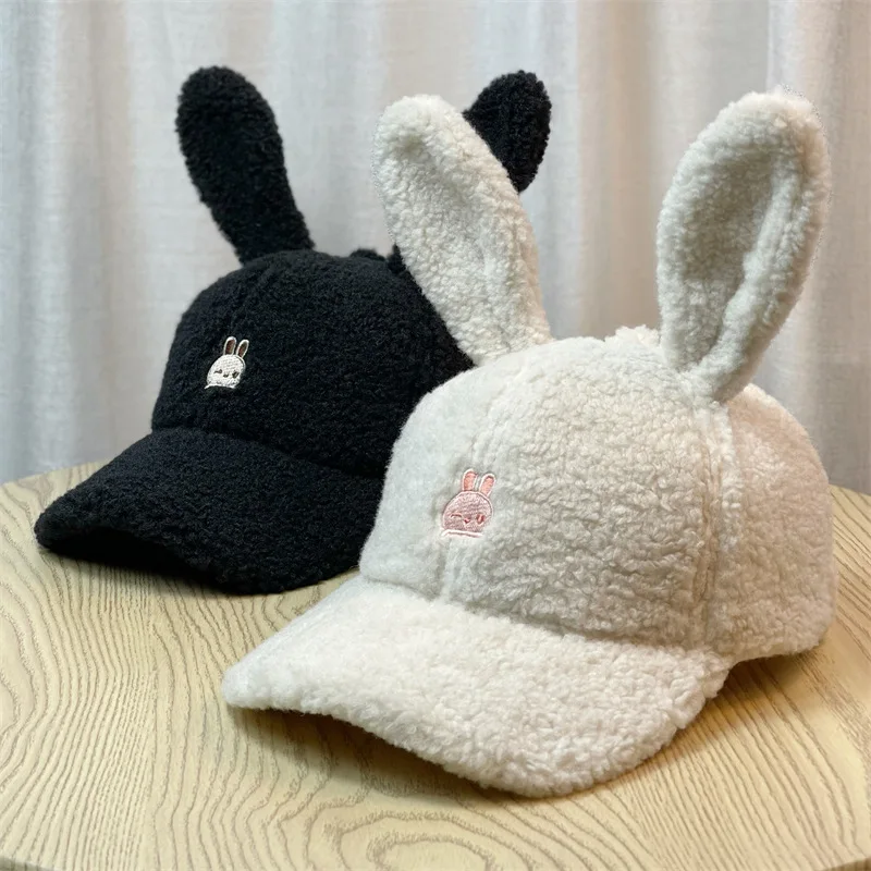 Landfond Accessory Autumn/winter Bunny Ears Cute Berber Fleece Baseball ...