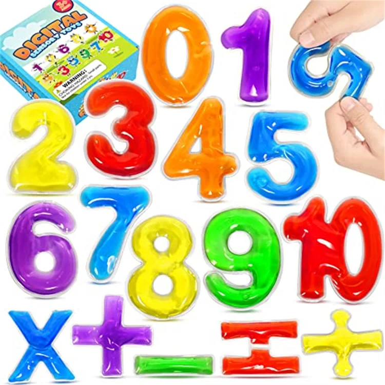 Montessori Toys Color Gel Filled Math Numbers/24 Letter Sensory ...