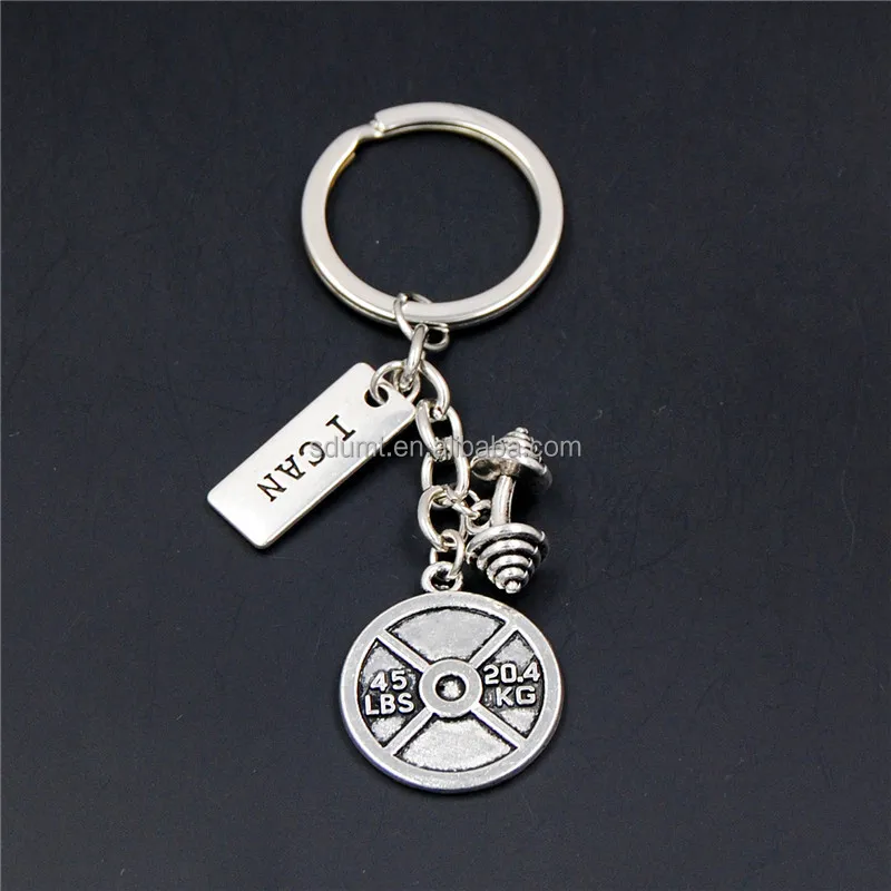 Strength Sports Barbell Dumbbell Charm Weight Fitness Keychain Gym ...