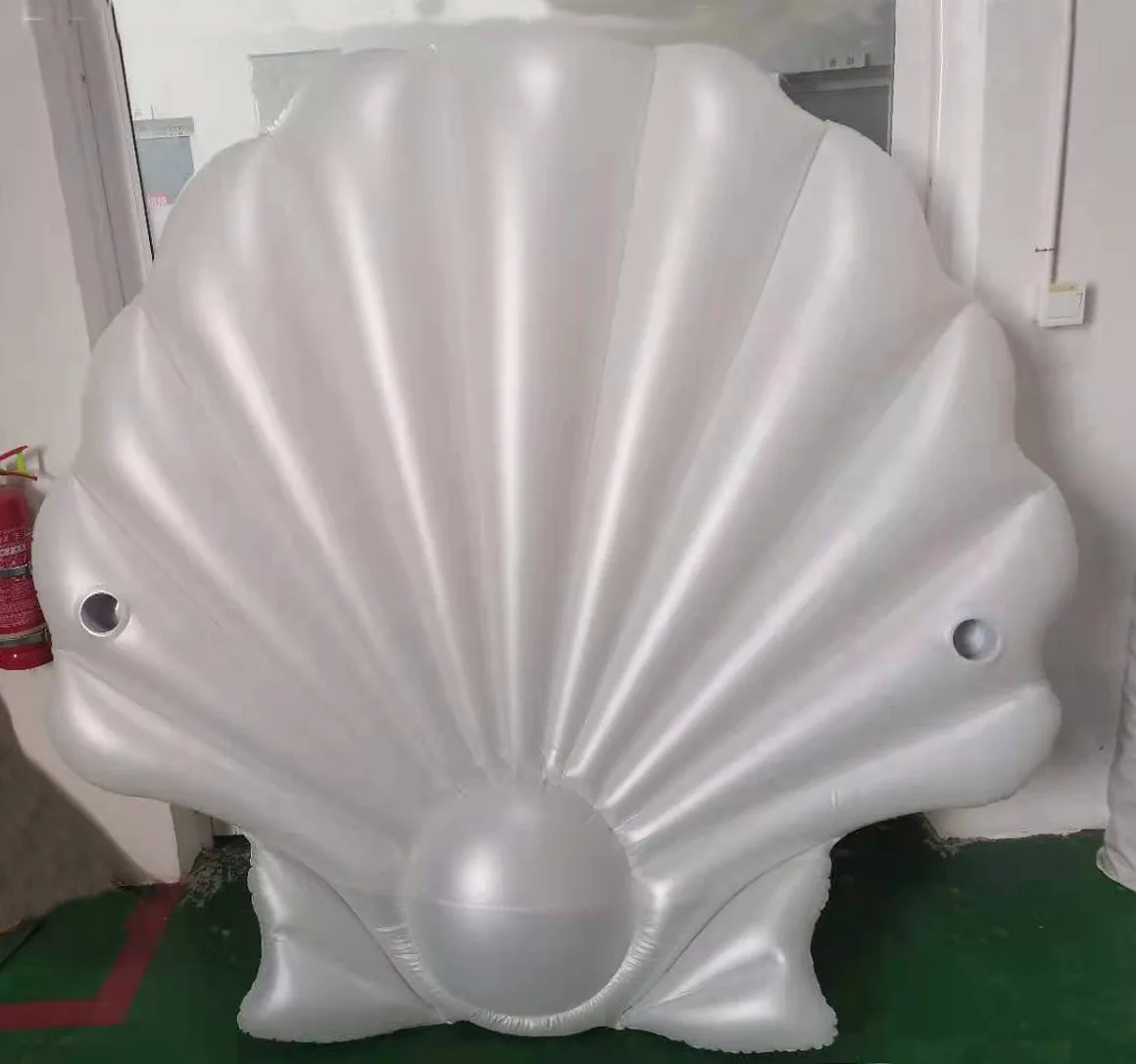 New Style Scallop Pool Float Island Custom Inflatable Shell Pearl White ...