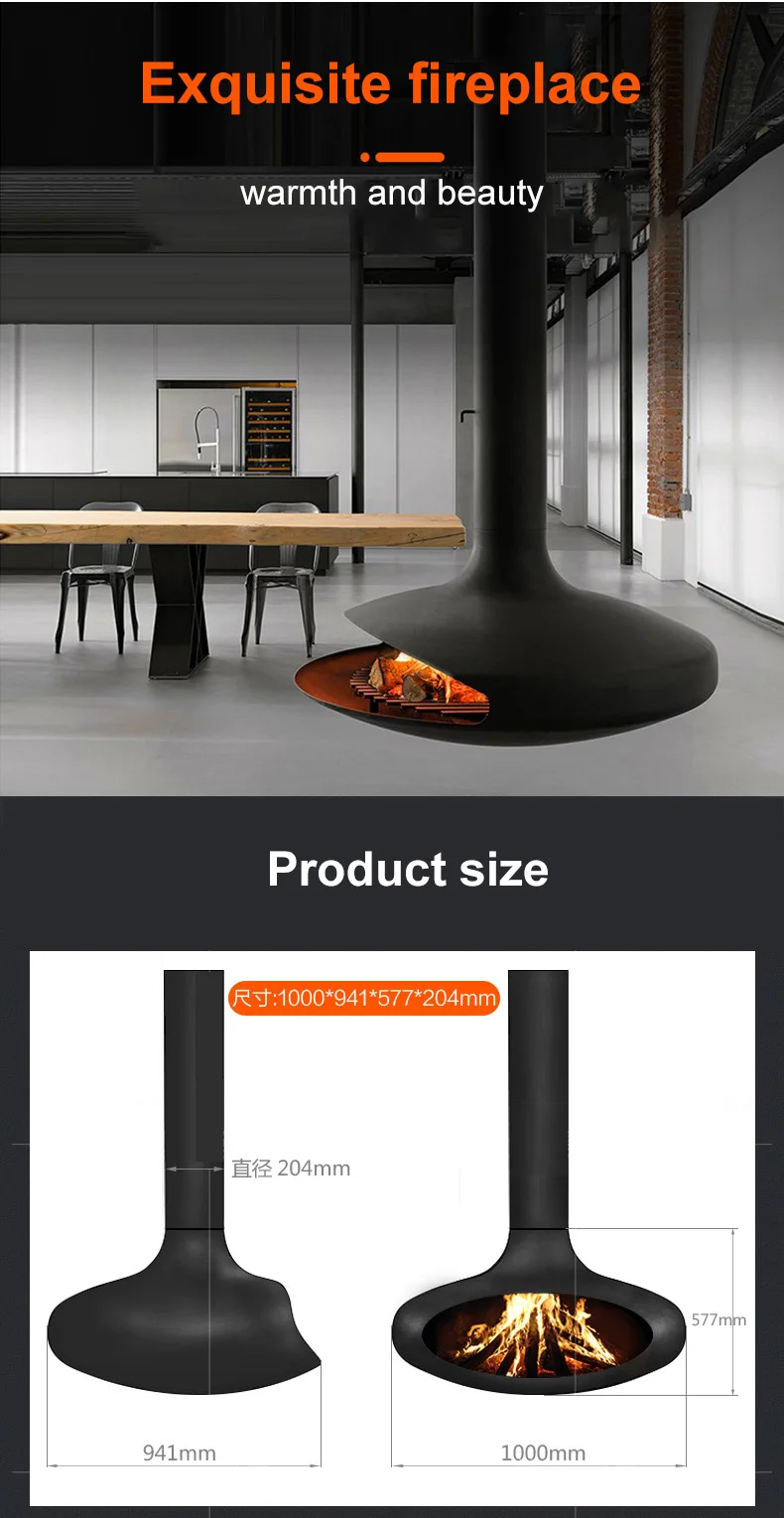 Modern Freestanding Indoor Heating Circular Heated Wood-burning Stove ...