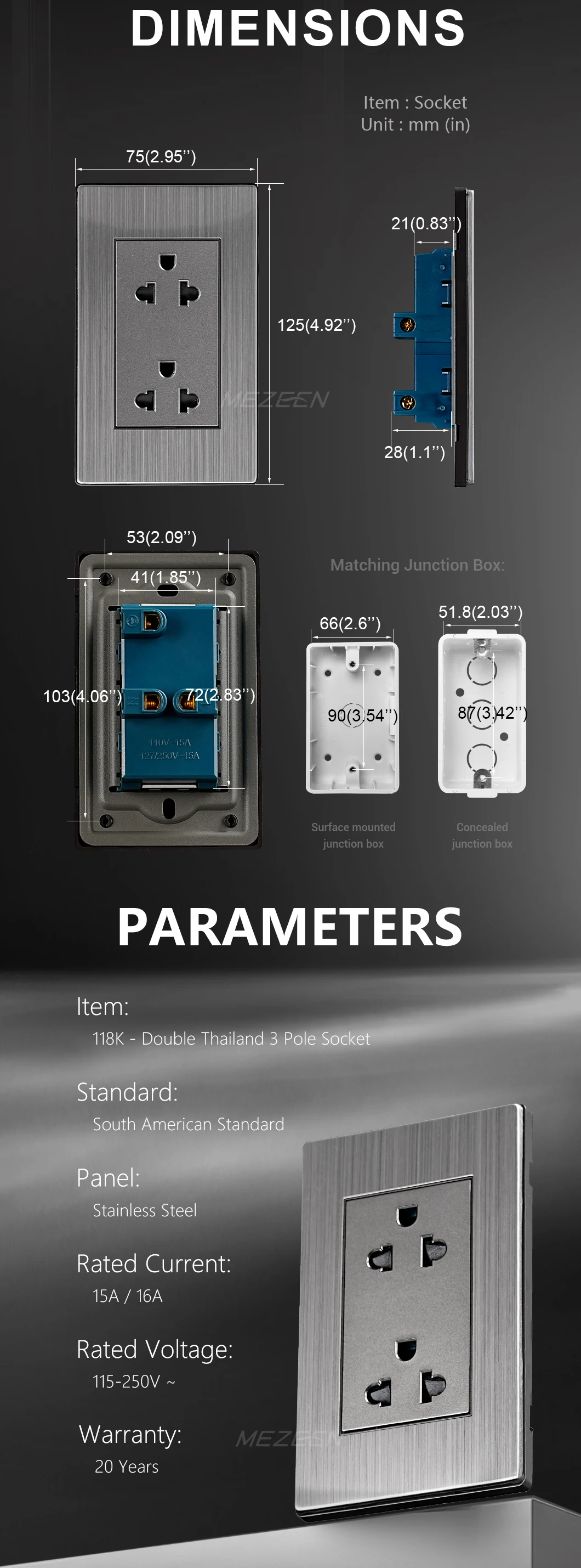 China Manufacturer Stainless Steel Panel US Standard Universal Plug ...