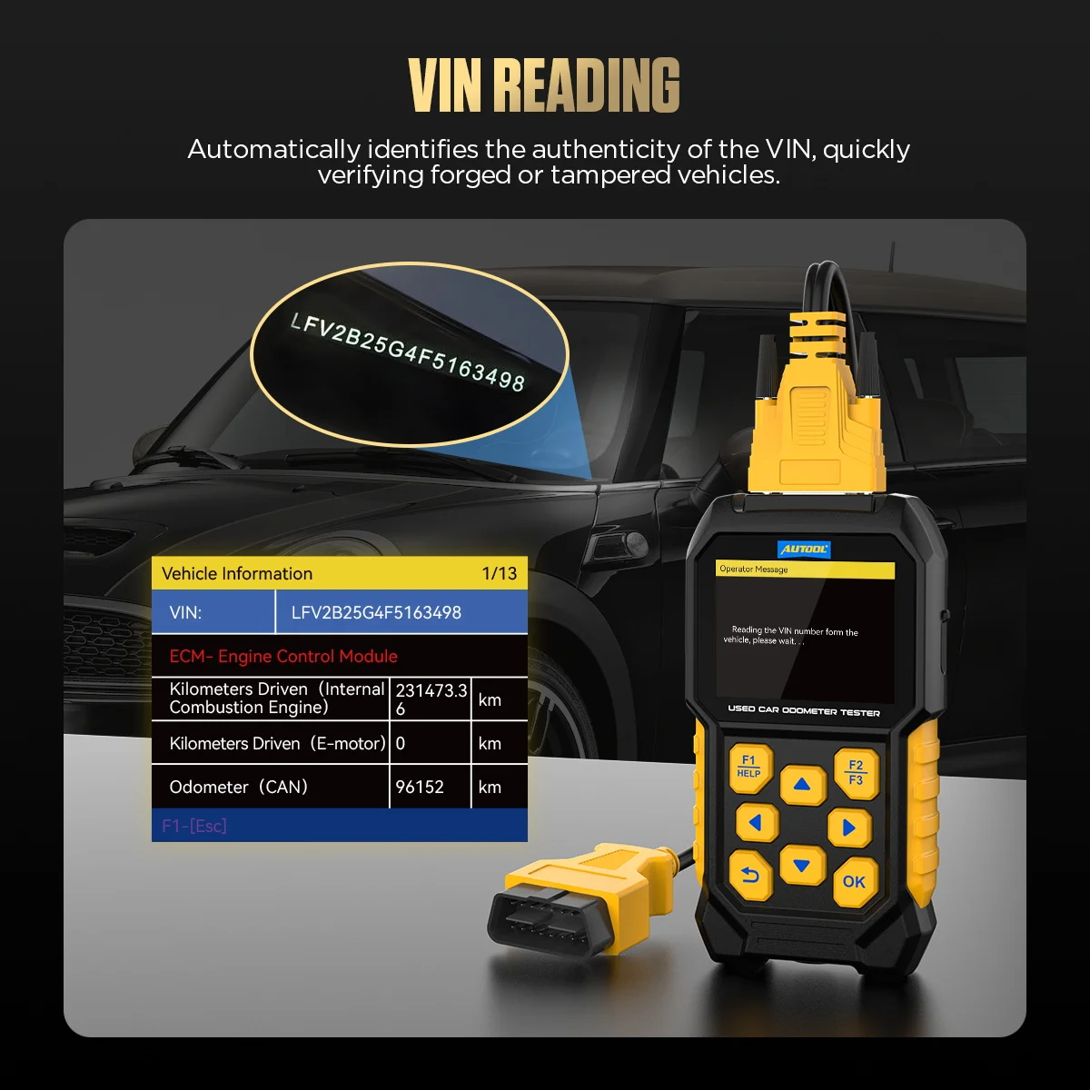 AUTOOL CS310 ECU Mileage Verification Device Digital Odometer Checker ...