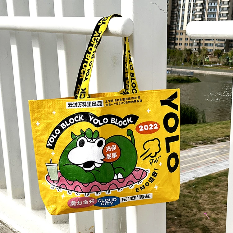 Eco Friendly Recyclable Custom Laminated Pp Woven Bag With Long Handle ...