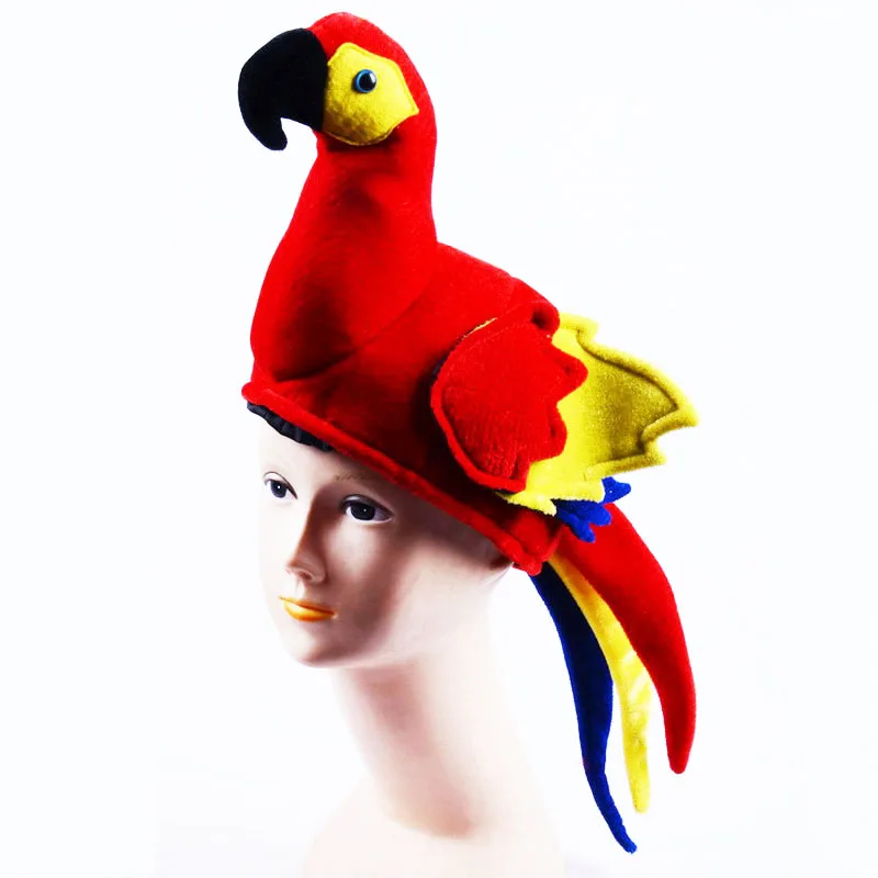 Velvet Carnival Party Funny Animal Hats Halloween Parrot Hat Crazy ...