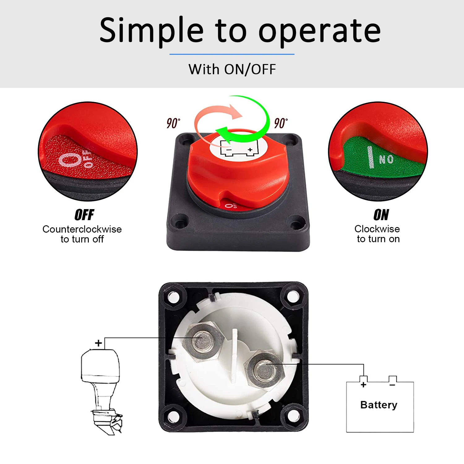 TYTXRV Retrofit Accessories 12V 24V 200A ABS Anti-aging Waterproof Knob ...