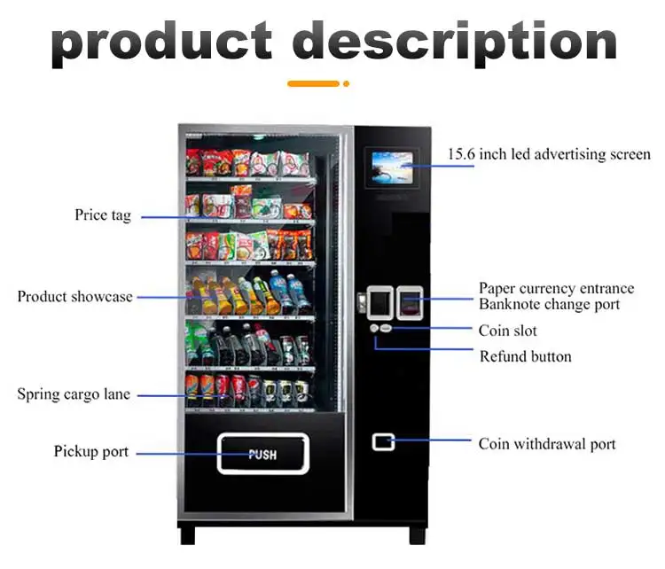 Large Combo Smart Automatic Self Vending Machines Businesses Snack Food ...