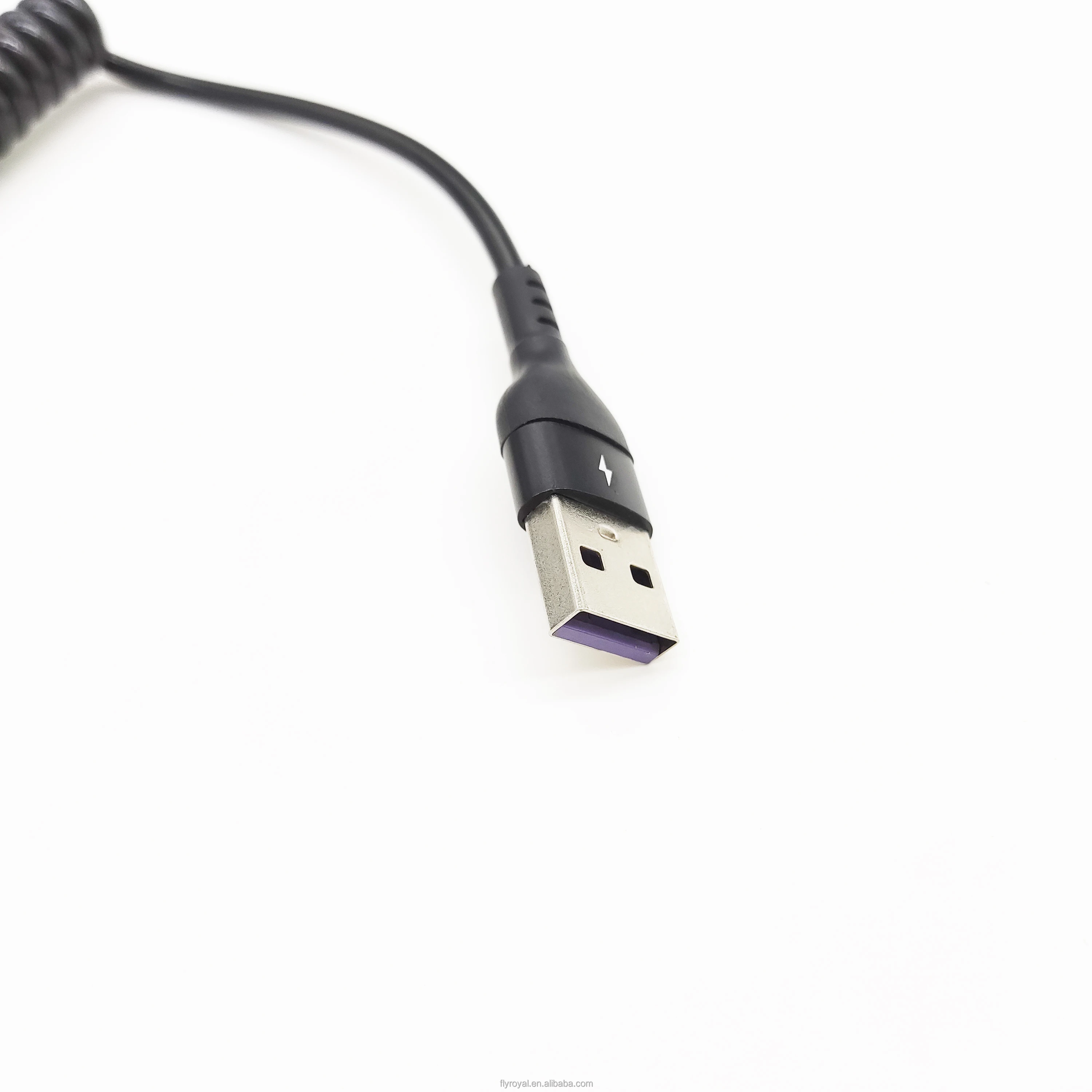 Spring Coiled USB-C Cable USb-A Male to Type-c Male Cable Fast Charging ...