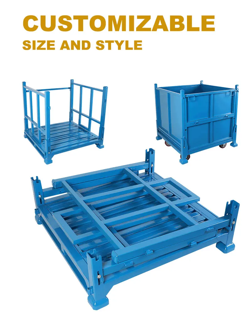 Industrial Metal Storage Cage Stackable Warehouse Turnover Boxes With ...
