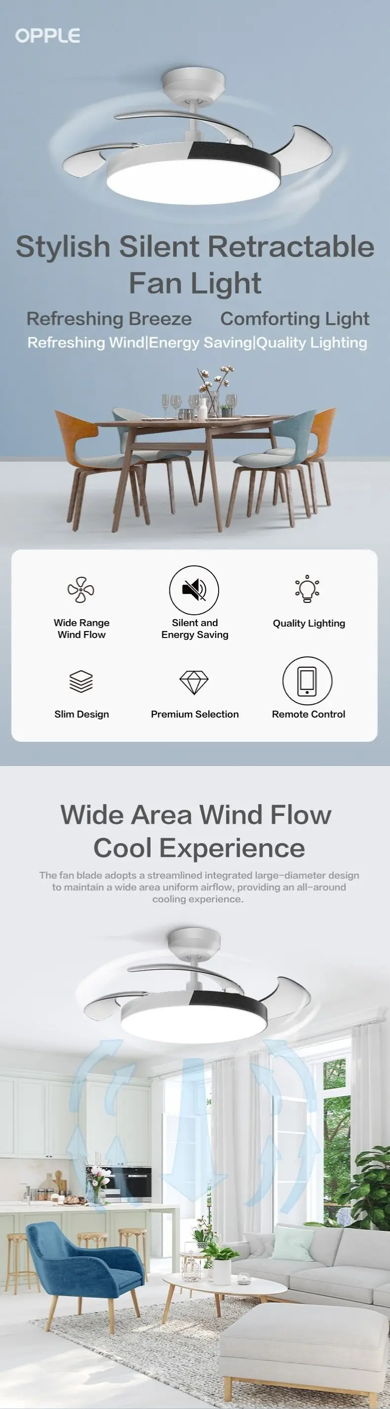 Opple Modern Led Ceiling Fan Lamp Factory 32w Lighting Smart Remote ...