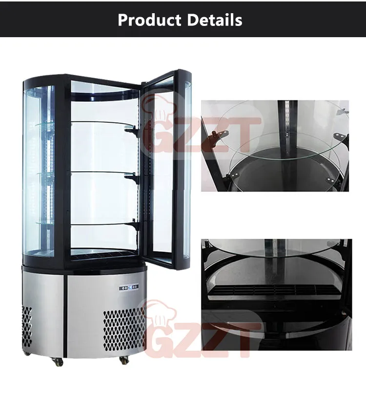 105l Commercial Use Rotation Round Glass Cake Display Cabinet Chiller ...