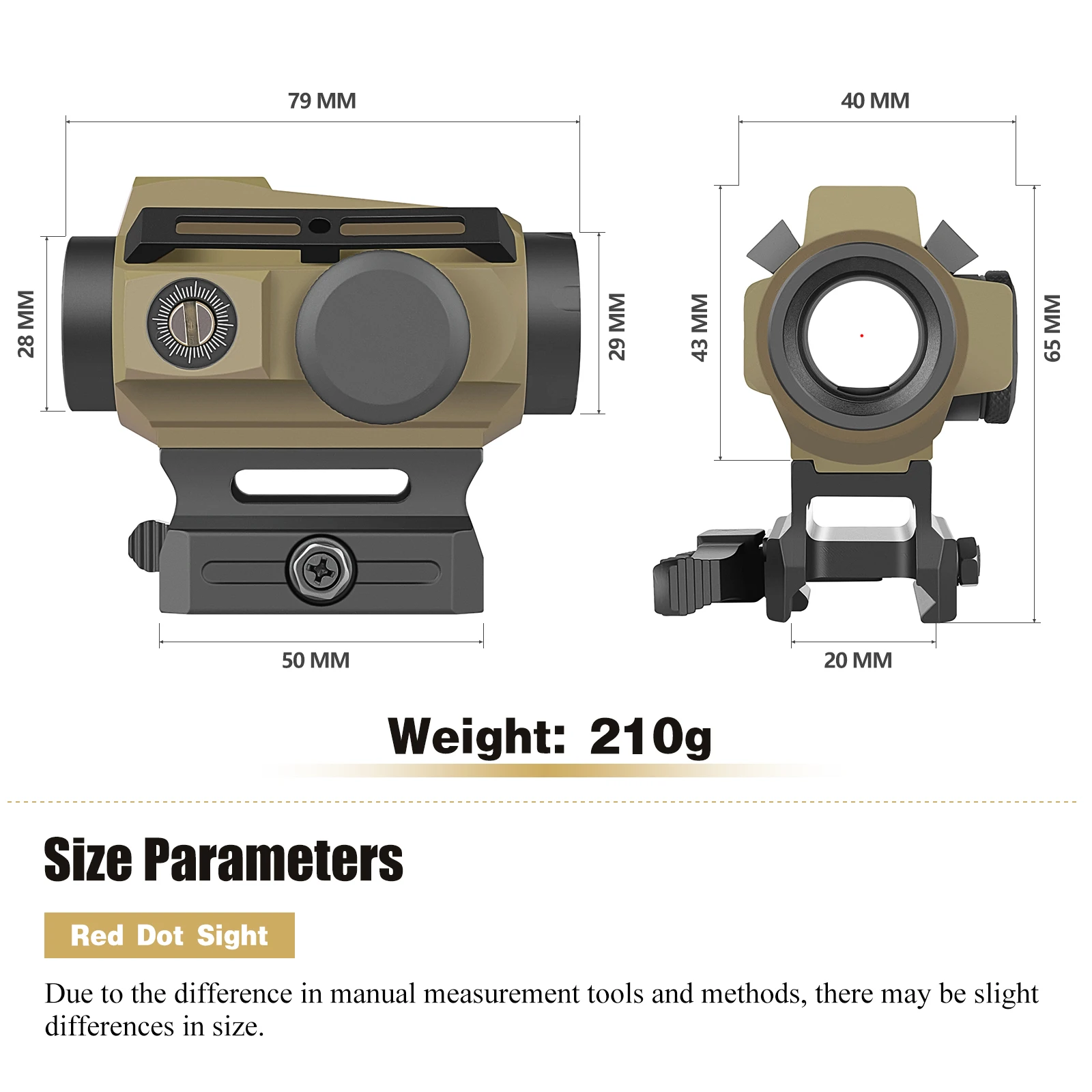 SPINA OTCIS Solar Energy Waterproof Tan Red Dot Sight Scope