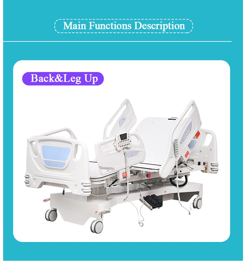 Movable Multifunction Adjustable Patient Nursing Icu Bed Electric ...