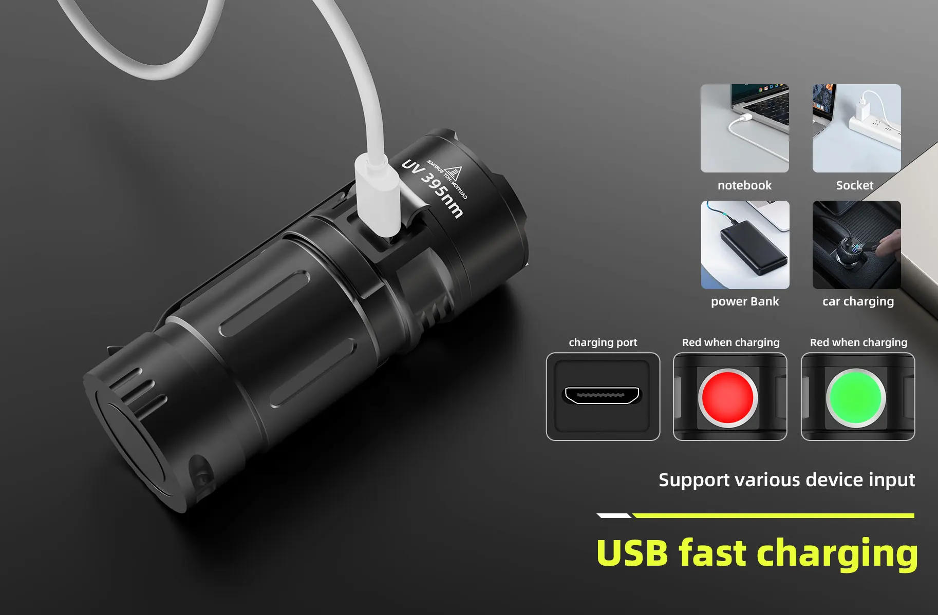 Stainless Steel Mini Flashlight LED 395 Flashlight Ultra Violet Light ...