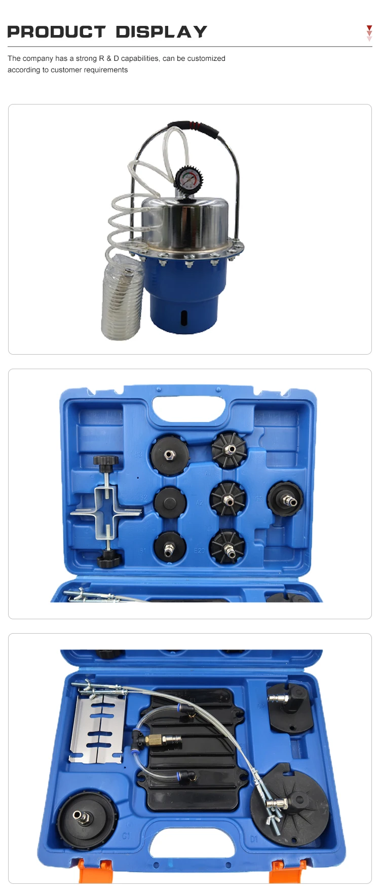 Pneumatic Air Pressure Bleeder Tools Kits Garage Brake Bleeding Device ...