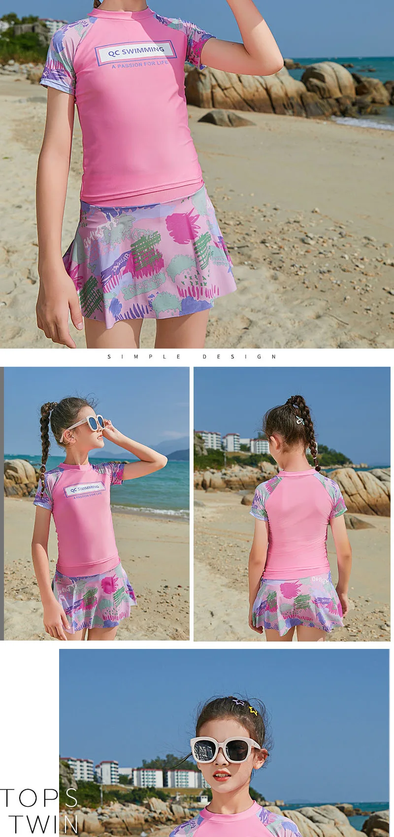 Children Swimwear Girls Two Pieces Swim Suits Cute Princess Girl ...
