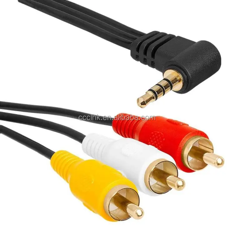 3.5mm Male Audio Stereo Jack To 3 Rca Female Av Camcorder Adapter ...