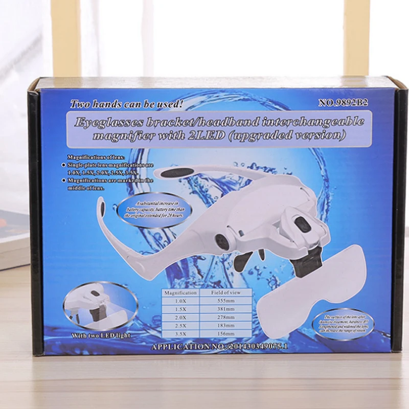 1.0x/1.5x/2.0x/2.5x/3.5x Headband Led Illuminated Head Mount Head Magnifier Magnifying Glasses ...