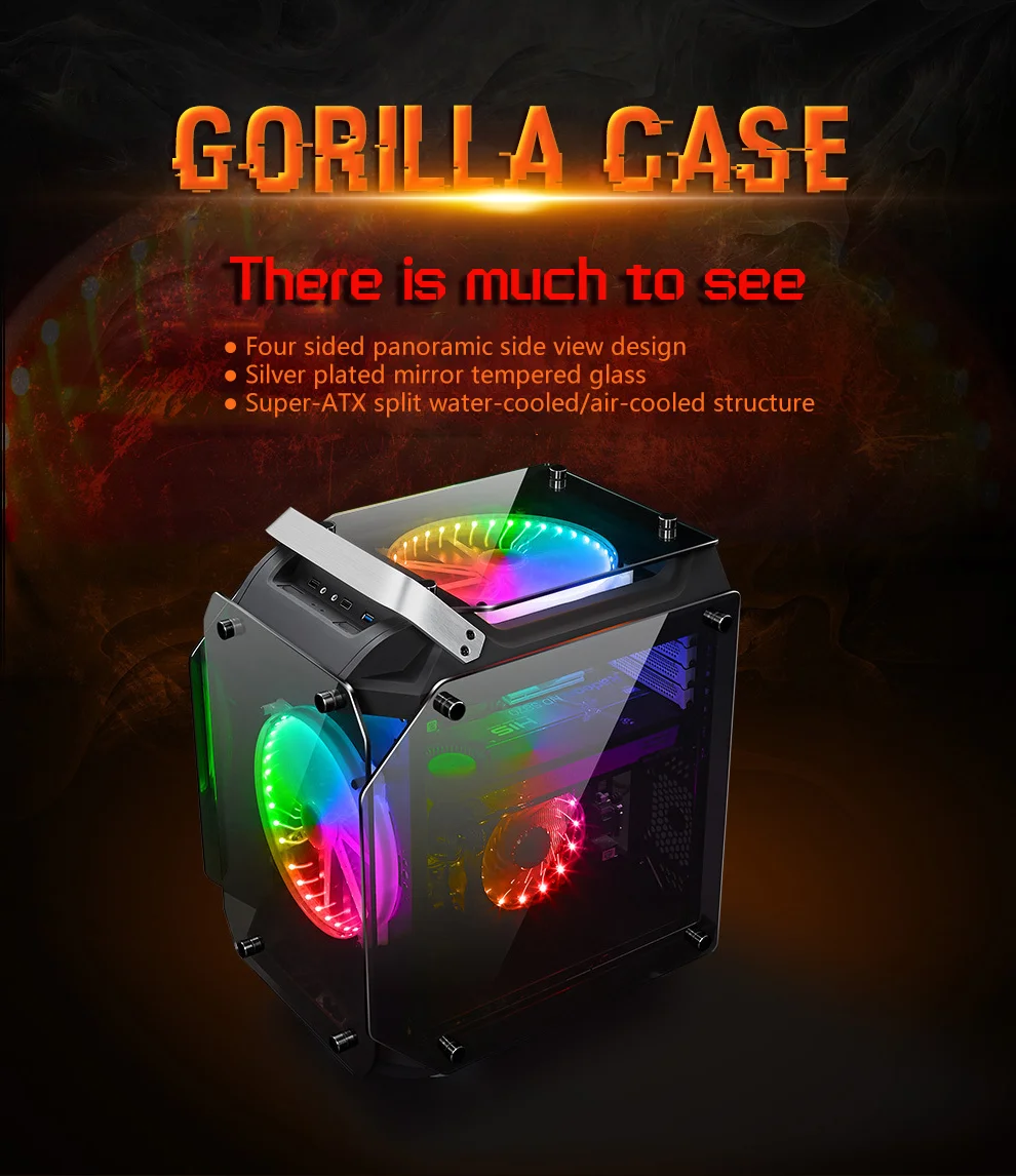 2023 RGB 120mm Fan Desktop ATX Acrylic Case - Gaming & Server