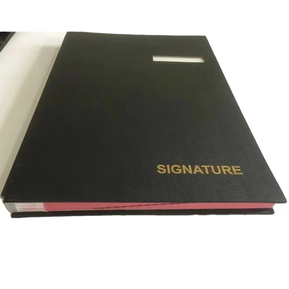 office Custom printed inner sheet Signature Book meeting PVC Hardcover ...