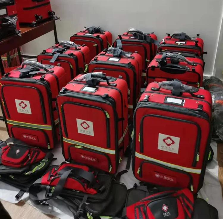 Chinvah Red Rolling Earthquake Hospital Ambulance Trolley