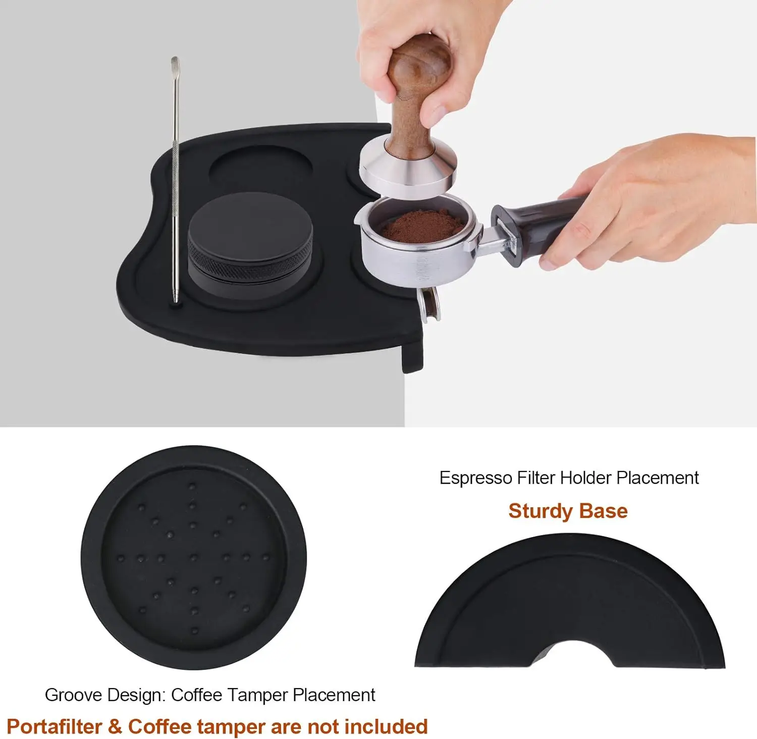 Large Size Silicone Rubber Espresso Tamping Mat Double Hole Corner Edge ...