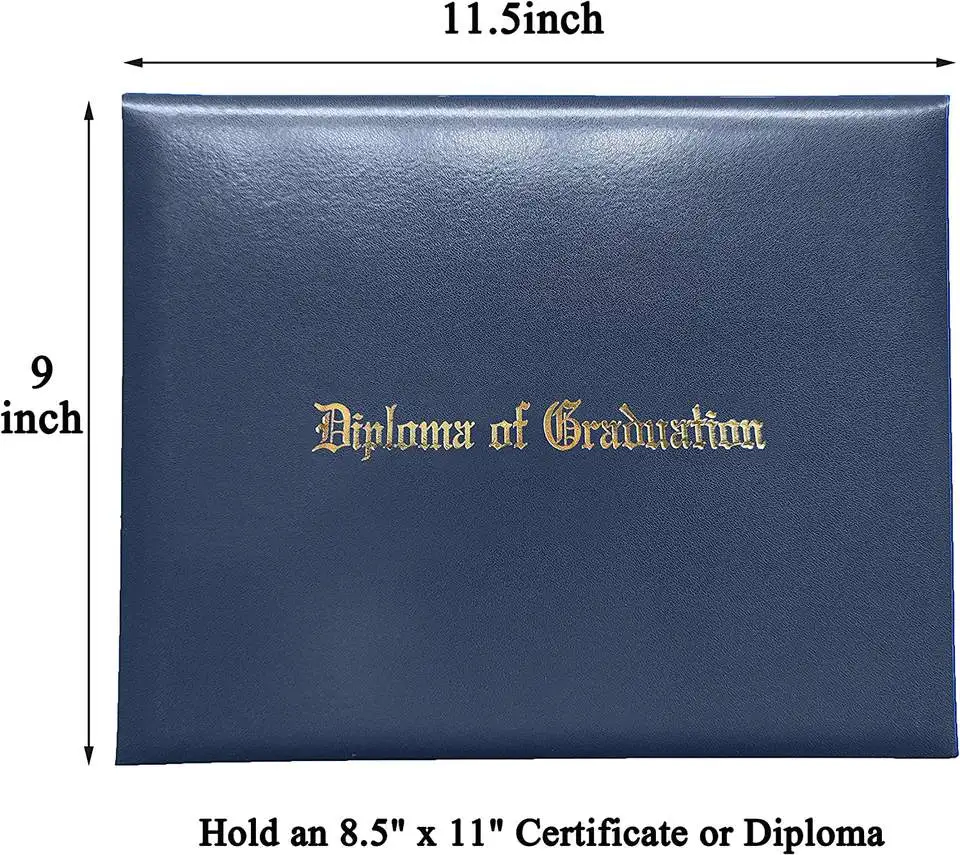 Customized Gold Foil Stamping Blue Leather A4 Graduation Cover ...