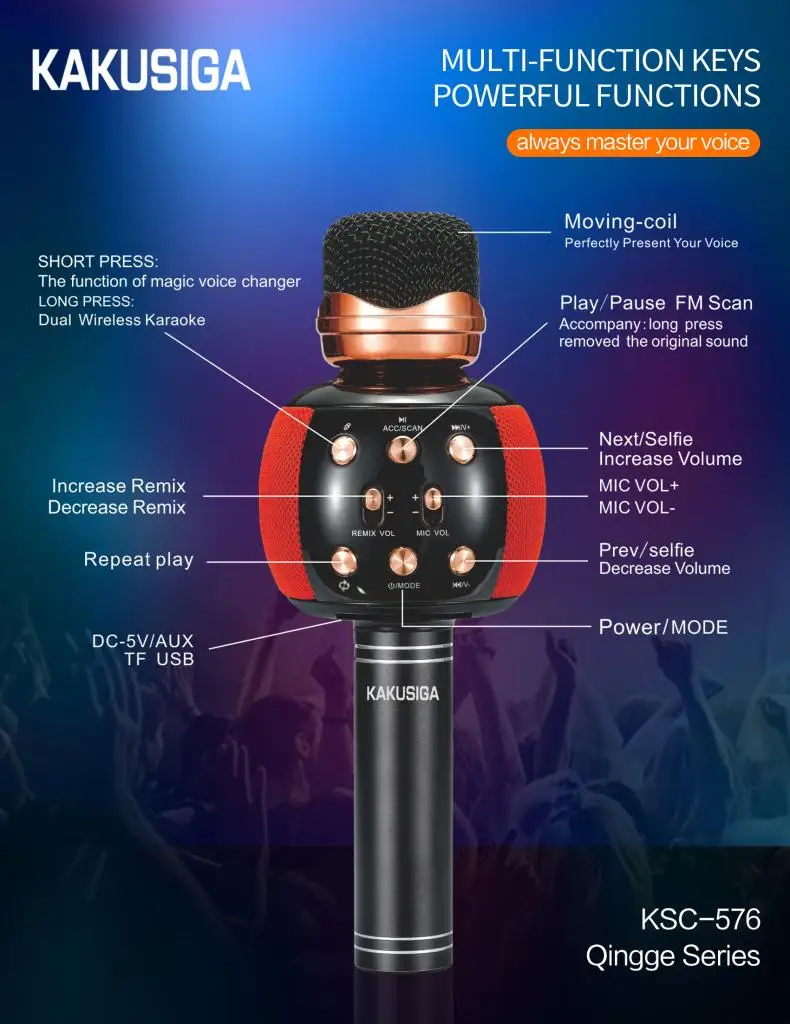 KAKUSIGA Karaoke Mic Party Birthday High Range Microphone