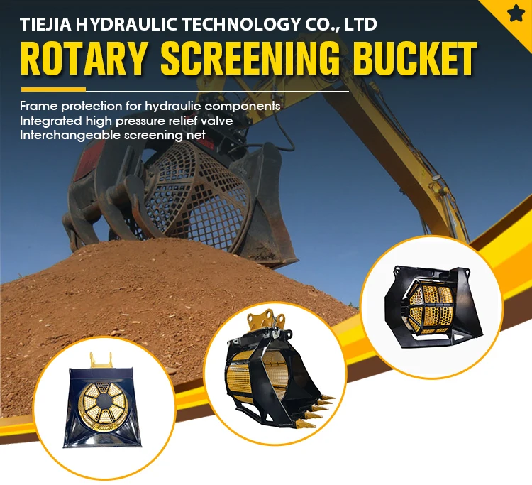 5-40 Tons Excavator Bucket Screening 1.2m3 Bucket Rotary Screening ...