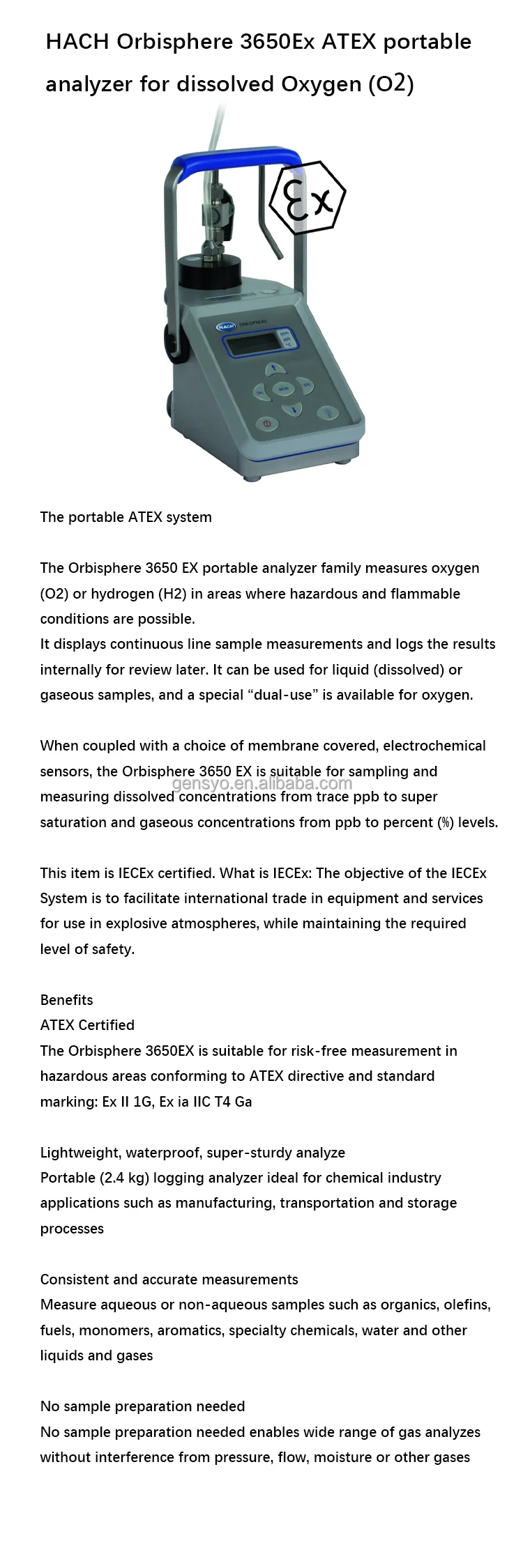 Hach Orbisphere 3650ex Atex Portable Analyzer For Dissolved Oxygen (o2 ...